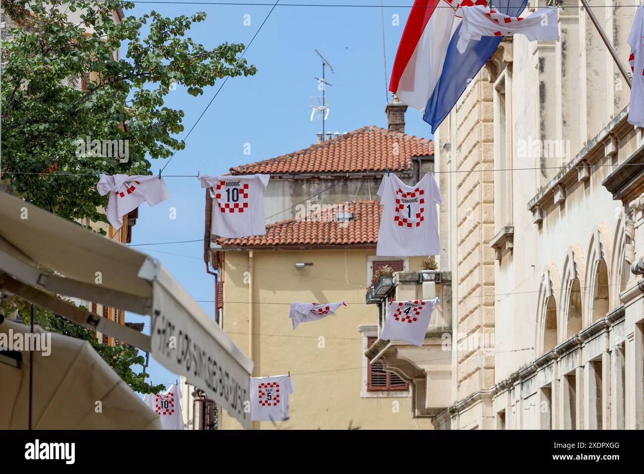 Zadar, Croatia. 24th June, 2024. T-shirts with the numbers and names of ...
