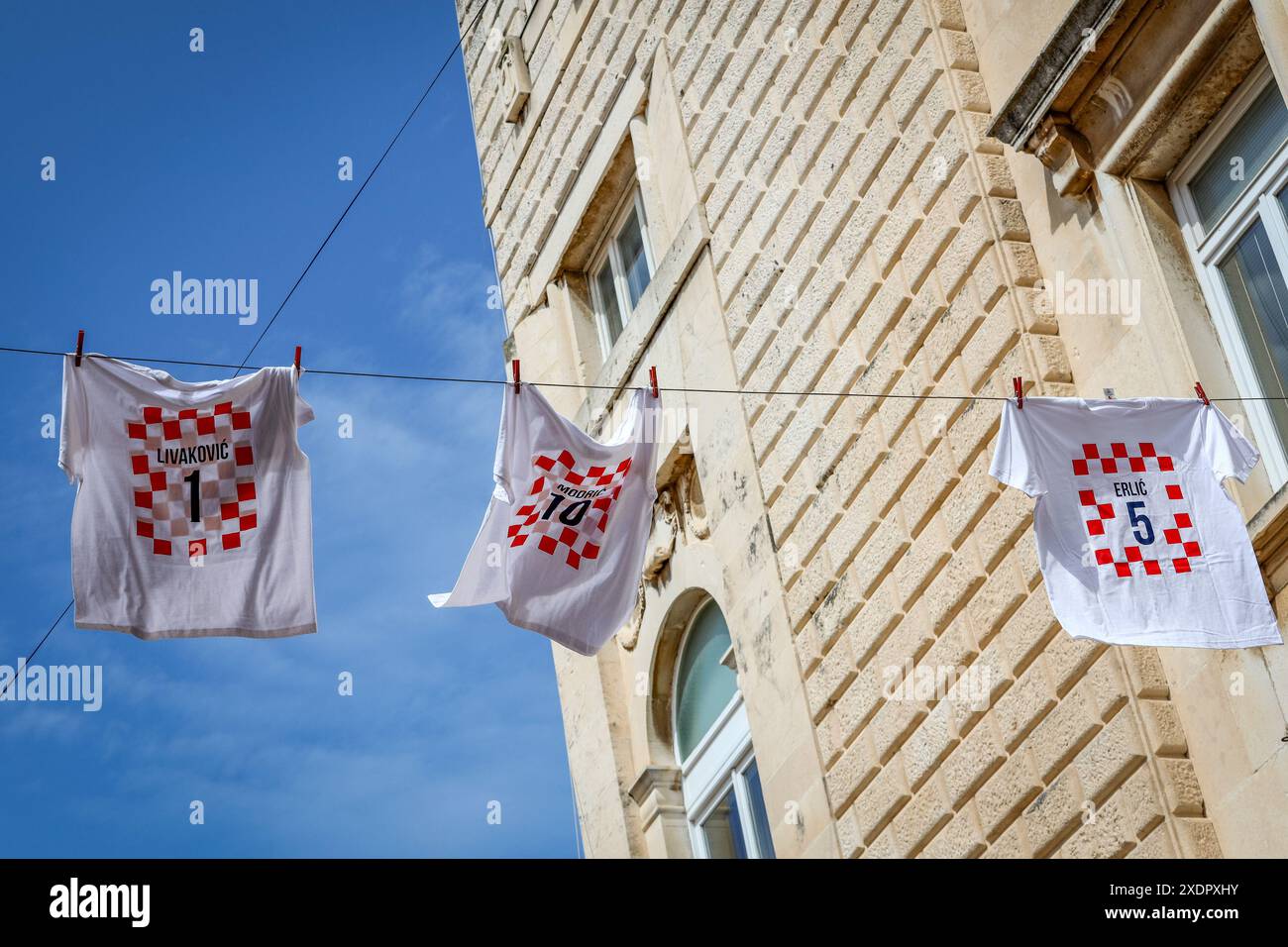 Zadar, Croatia. 24th June, 2024. T-shirts with the numbers and names of ...
