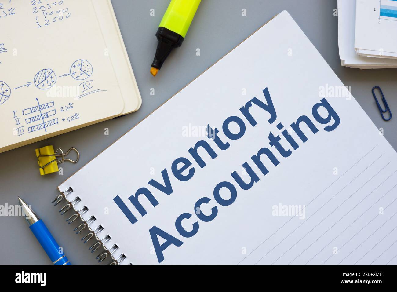 Document about inventory accounting and marks in the notepad Stock ...