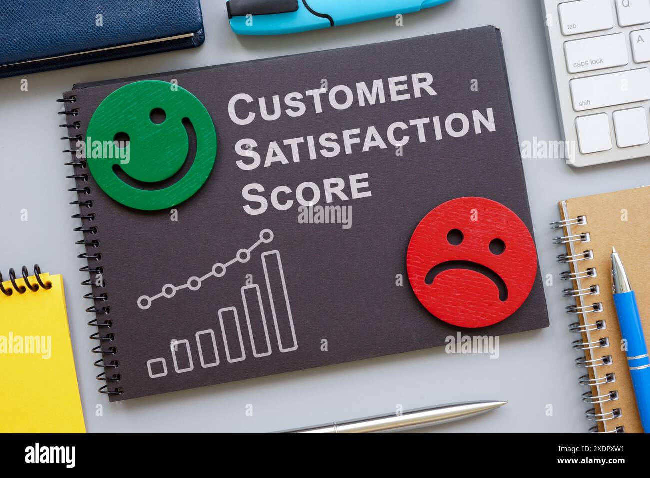Customer satisfaction score with chart and emoticons Stock Photo - Alamy