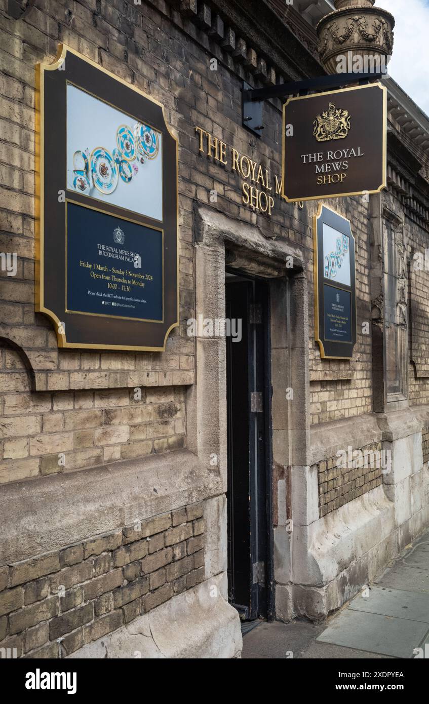 The entrance to the Royal Mews Shop at Buckingham Palace, the King's ...