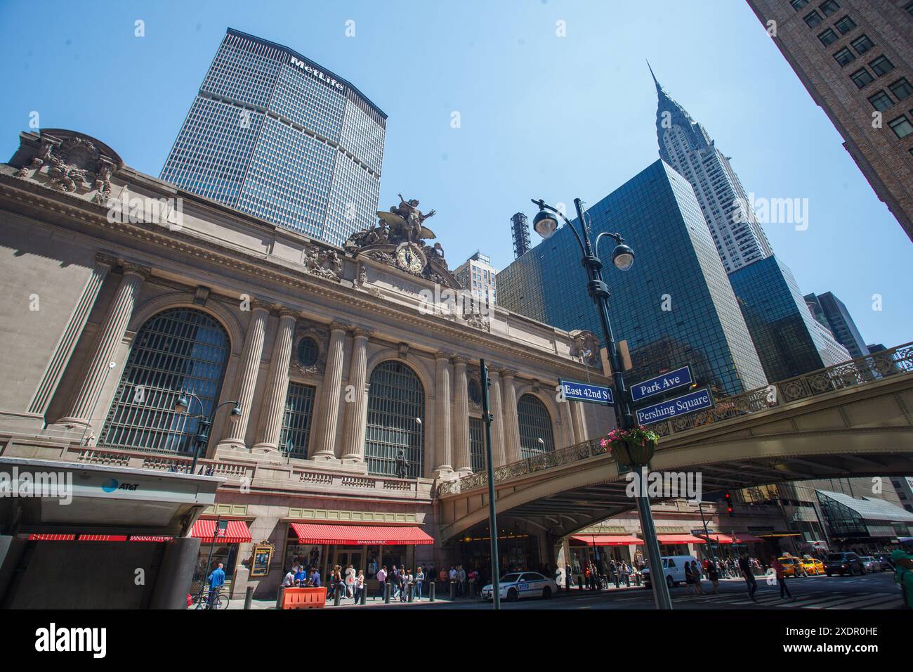 Chrysler Buiding, Metlife building, 42nd street and the facade of Grand Central Terminal ...