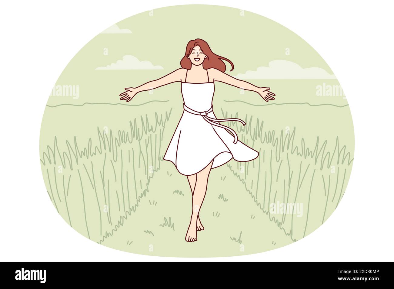 Beautiful woman in dress walks Stock Vector Images - Alamy