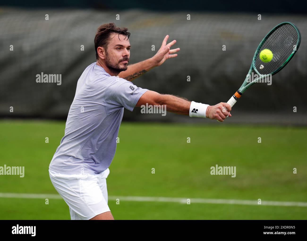 Stan Wawrinka during a training session at the All England Lawn Tennis ...