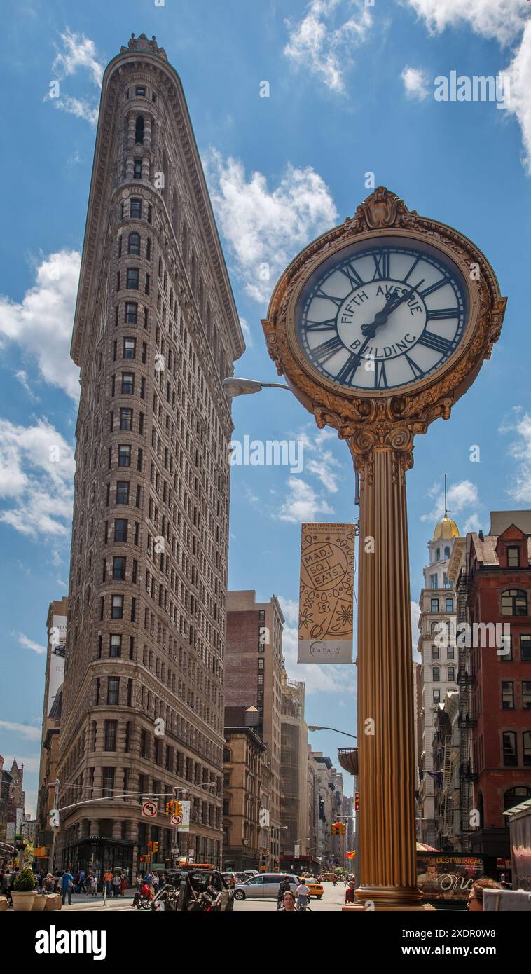 The iconic skyscraper Flatiron building and the Fifth Avenue building ...