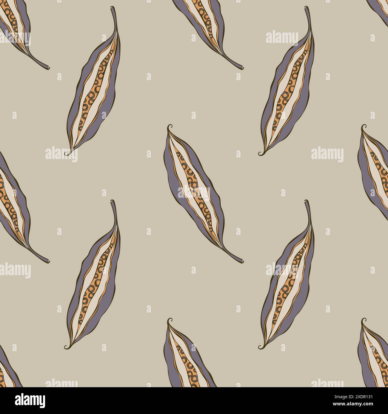 Autumn pattern with seeds and seeds pods hand drawn doodle. Vector ...
