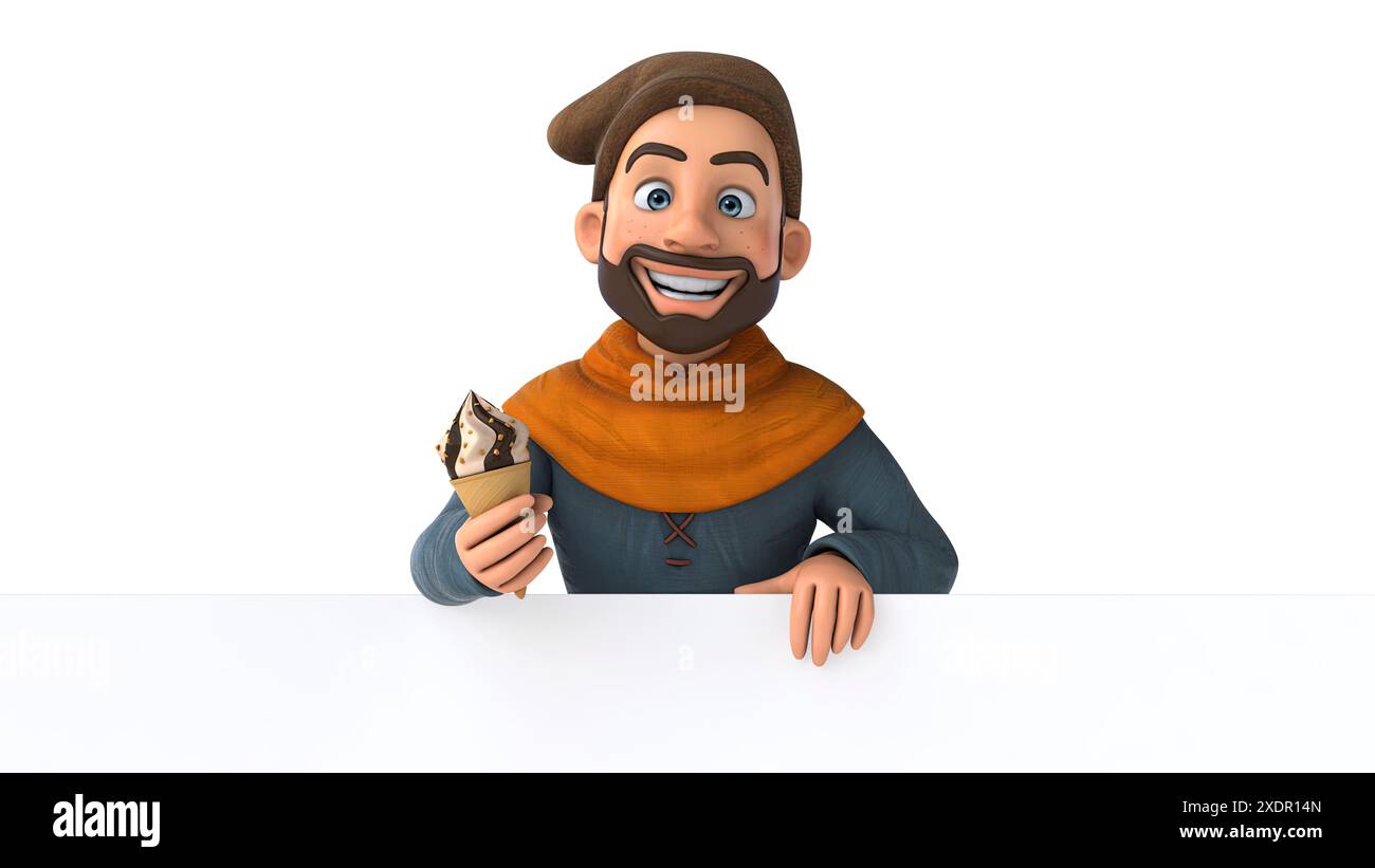 Fun 3D cartoon medieval man with alpha Stock Photo - Alamy