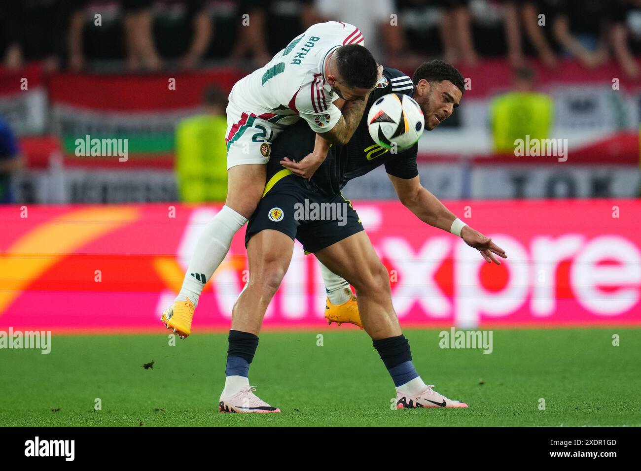 Endre Botka of Hungary and Che Adams of Scotland during the UEFA Euro ...
