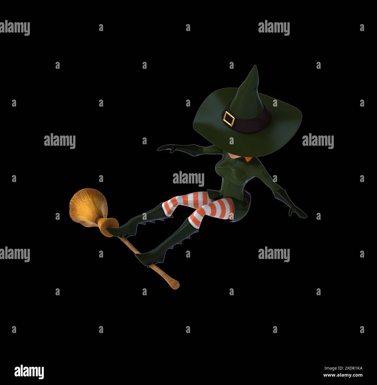 Fun 3D cartoon witch flying Stock Photo - Alamy