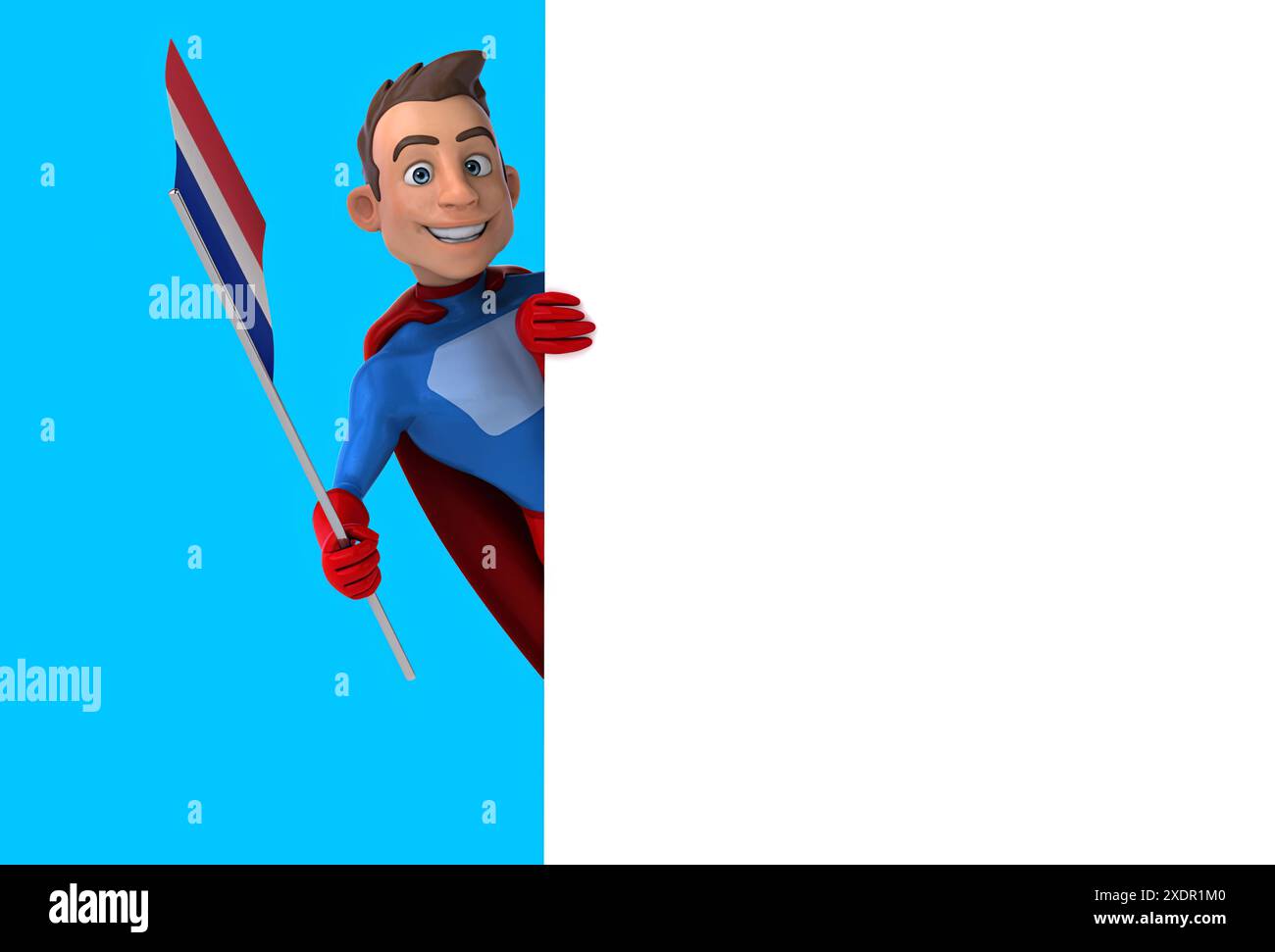 Fun 3D cartoon superhero with a flag from France and alpha channel ...