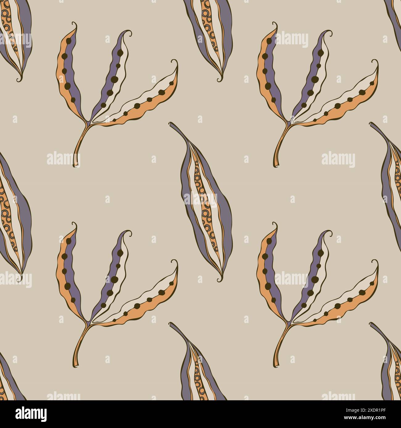 Autumn pattern with seeds and seeds pods hand drawn doodle. Vector ...