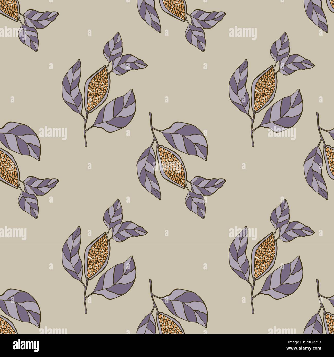 Autumn pattern with seeds and seeds pods hand drawn doodle. Vector ...