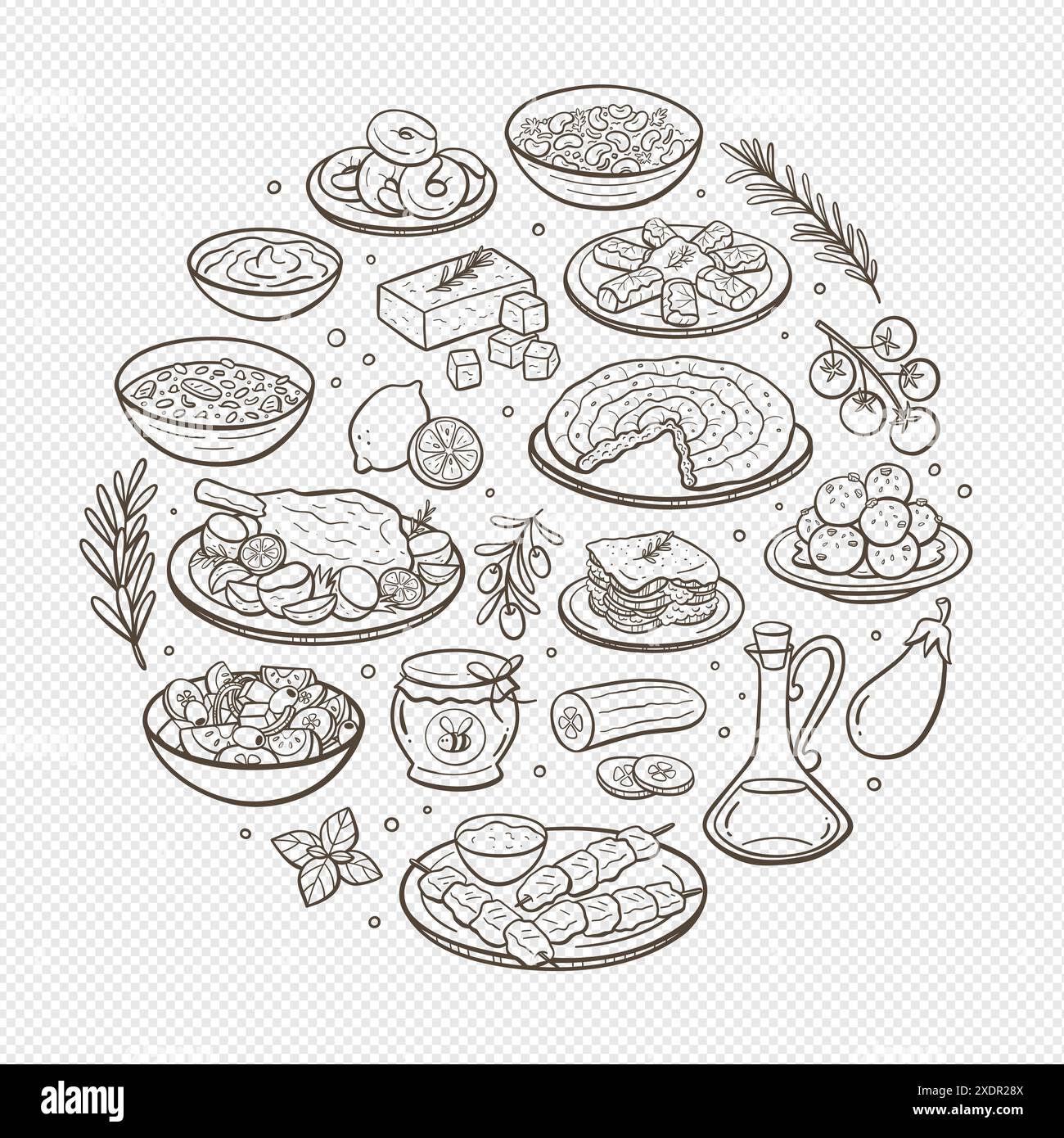 Typical greek dishes Stock Vector Images - Alamy