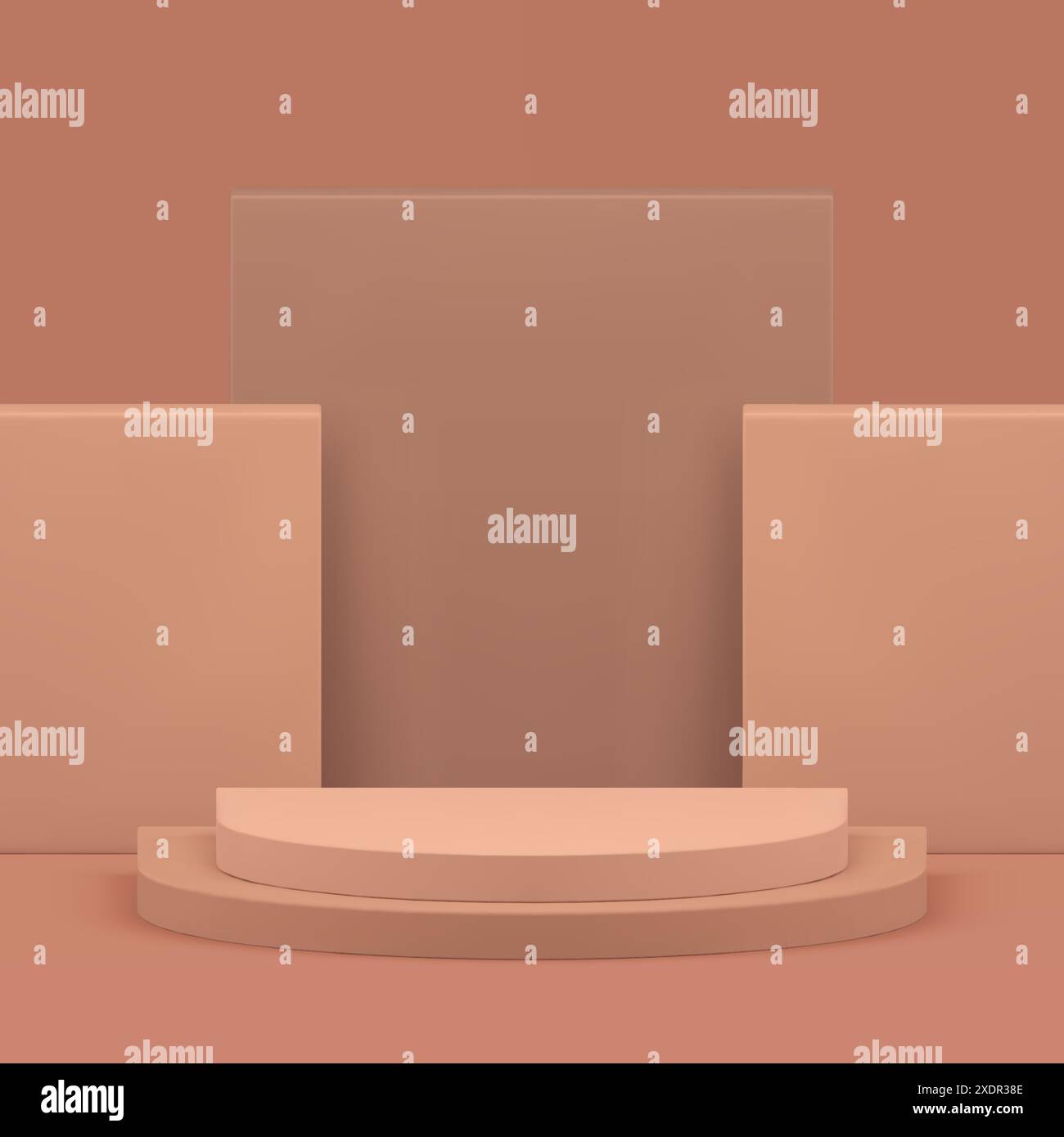 Brown 3d podium pedestal with geometric wall background realistic ...