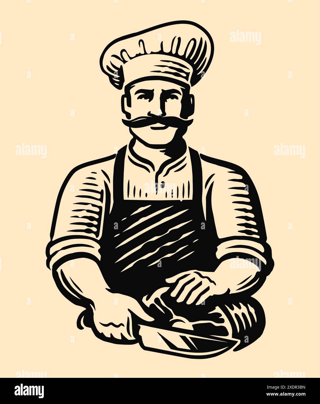 Butcher with a mustache Stock Vector Images - Alamy