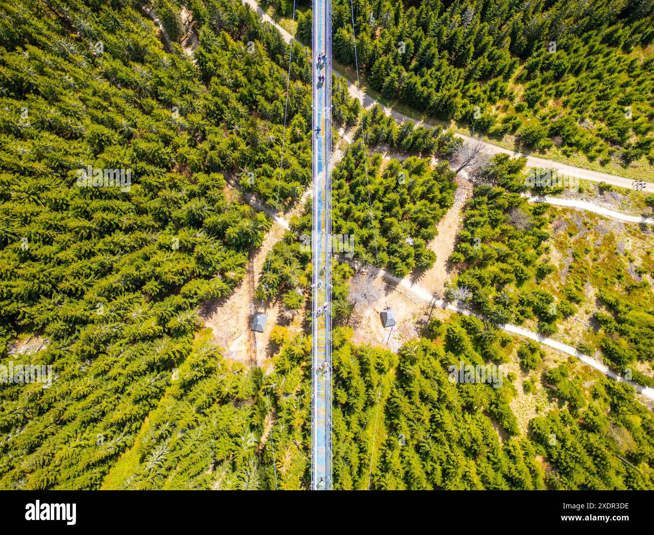 An aerial view of the 721 Sky Bridge in Czechia, showcasing the long ...