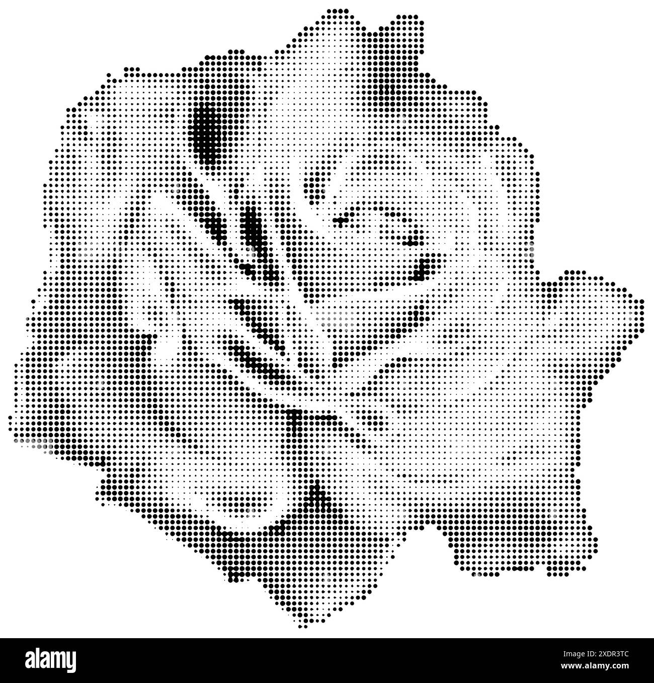 Halftone rose. Dots texture. Contemporary style, collage element ...