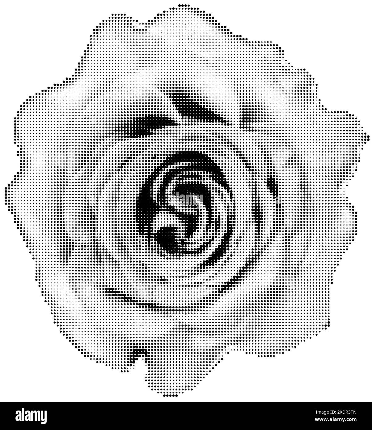 Halftone rose. Dots texture. Contemporary style, collage element ...