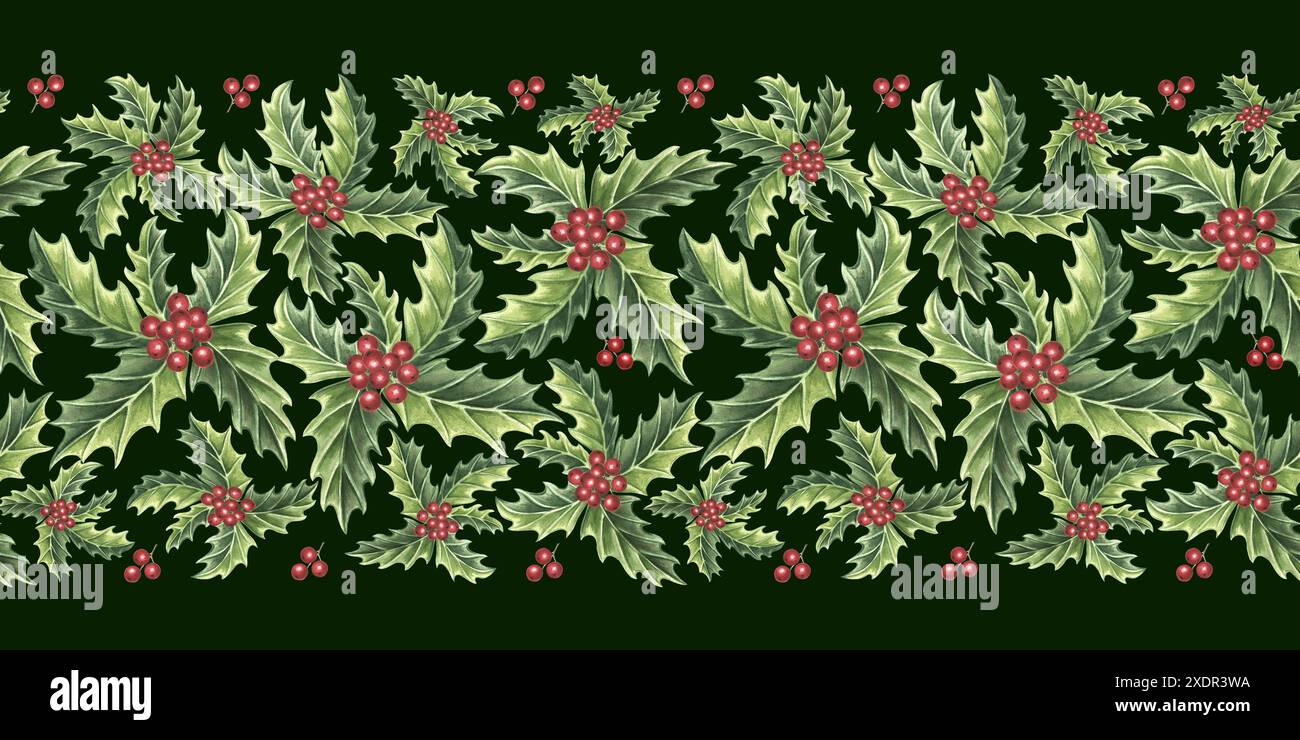 Vintage Christmas Holly Border Antique Christmas Holly Framed Art