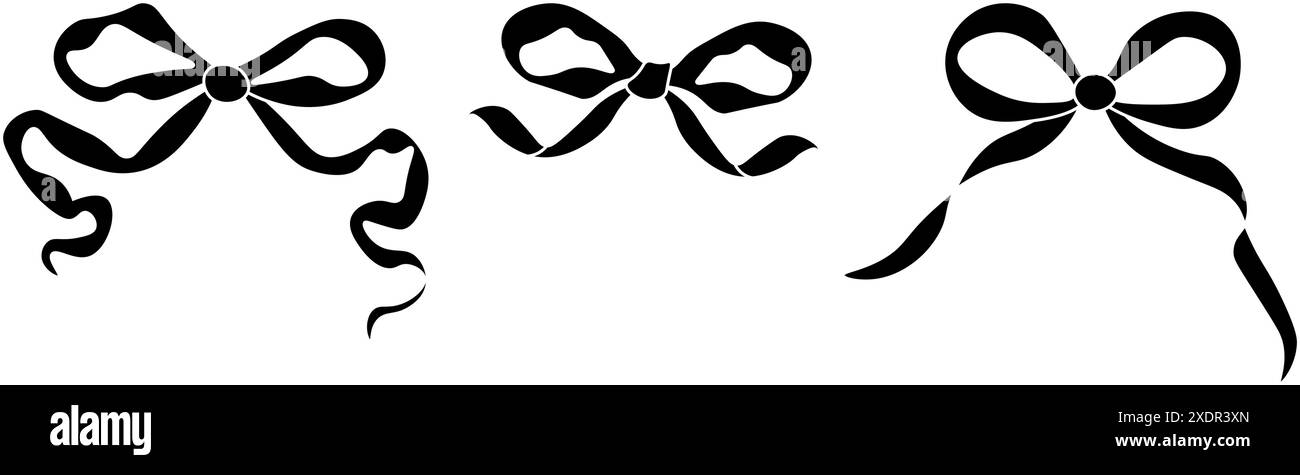 Set of bows. Bowknots for hair decor. Trendy girls hair braiding ...