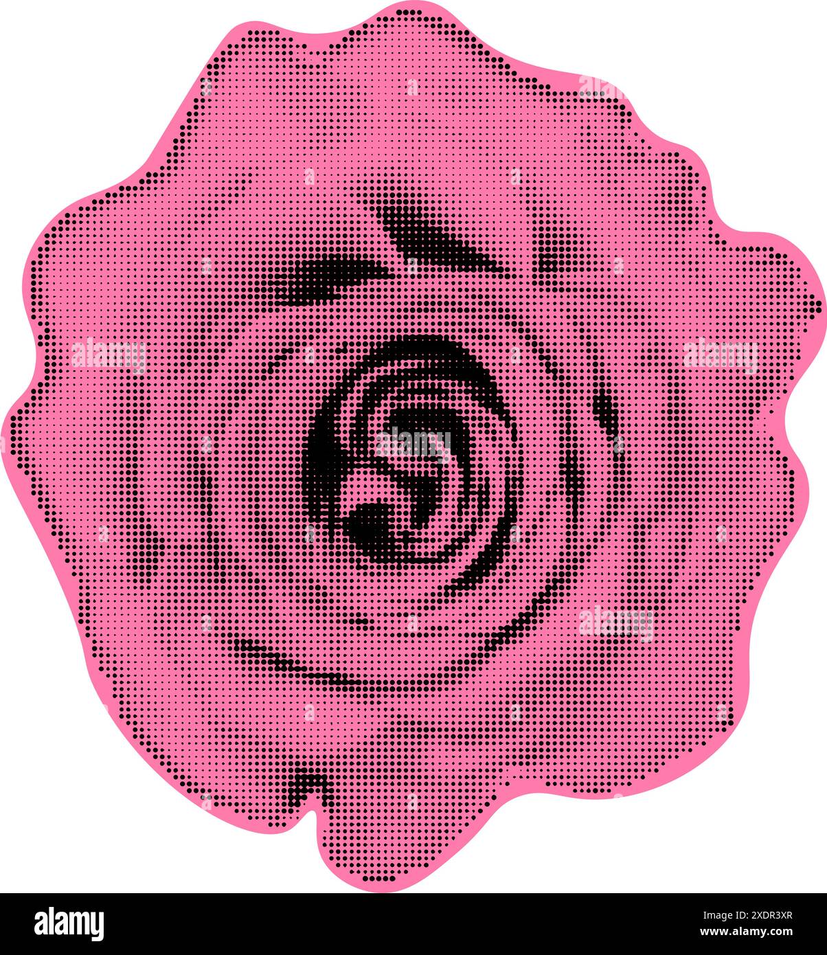 Halftone rose. Dots texture. Contemporary style, collage element ...