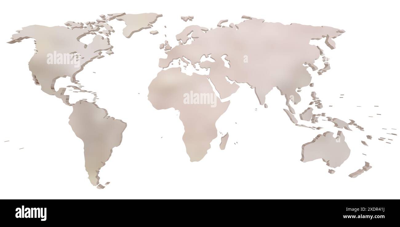 World map isolated on white transparent, 3d render Stock Photo - Alamy