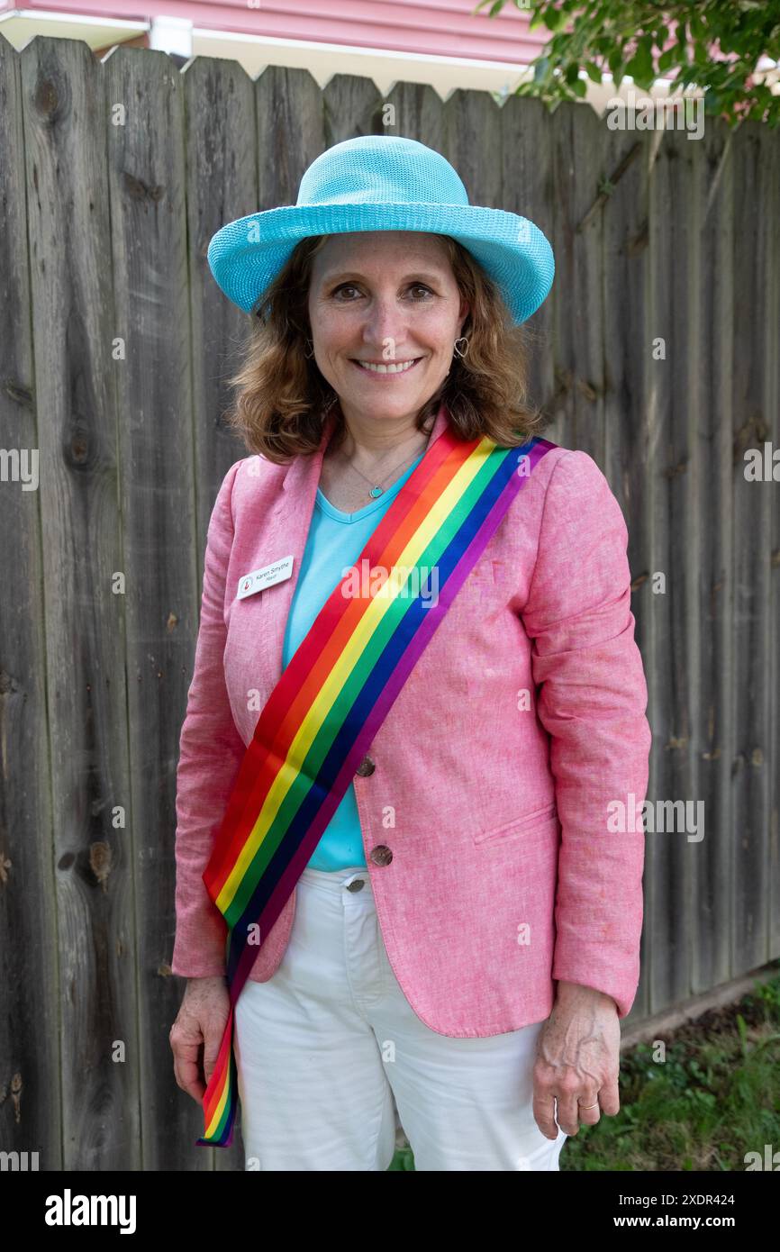 Posed photo of Karen Smythe, the mayor of Red Hook, New York at the ...