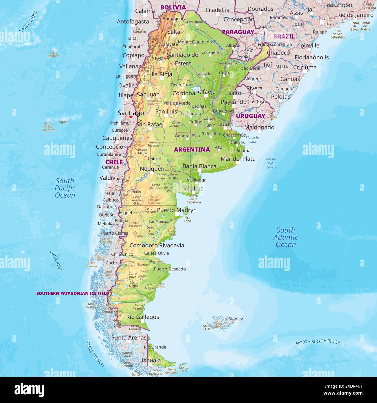 Physical political map of Argentina Stock Vector Image & Art - Alamy
