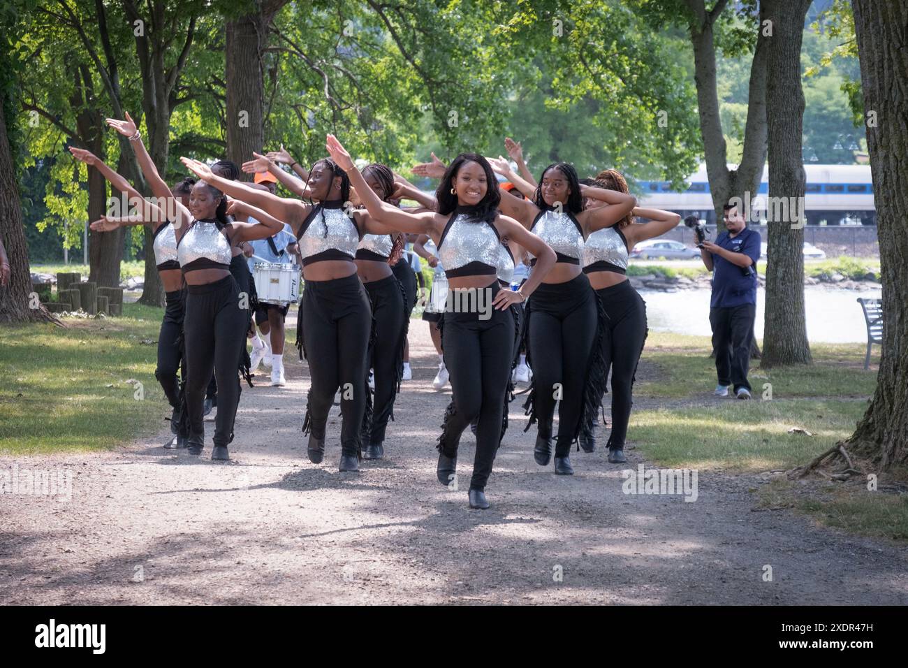 The Sapphire Dance line who accompanied the Cobra Marching Band at the ...