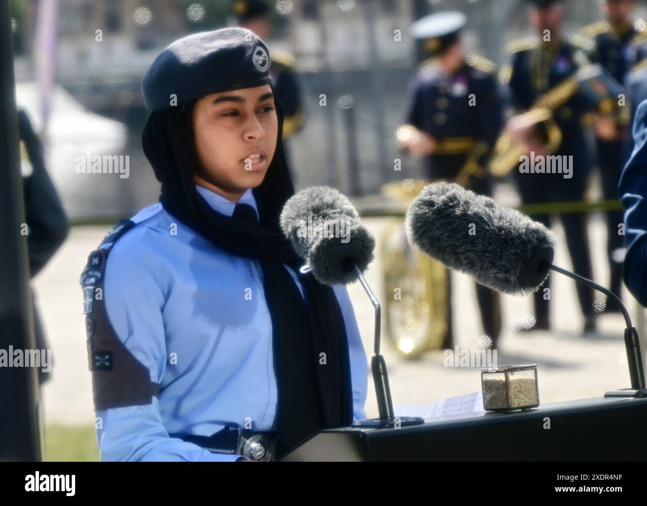 LONDON, UK. 24th June, 2024. RAF Cadet Corporal, Samira Hussein read ...
