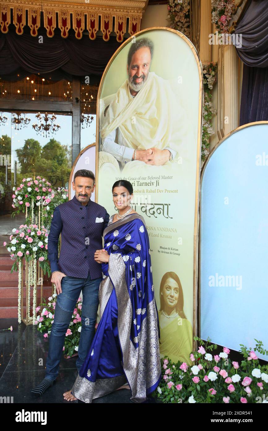 NEW DELHI, INDIA - JUNE 16: Bollywood actor-model duo Mugdha Veira Godse and Rahul Dev during an ...