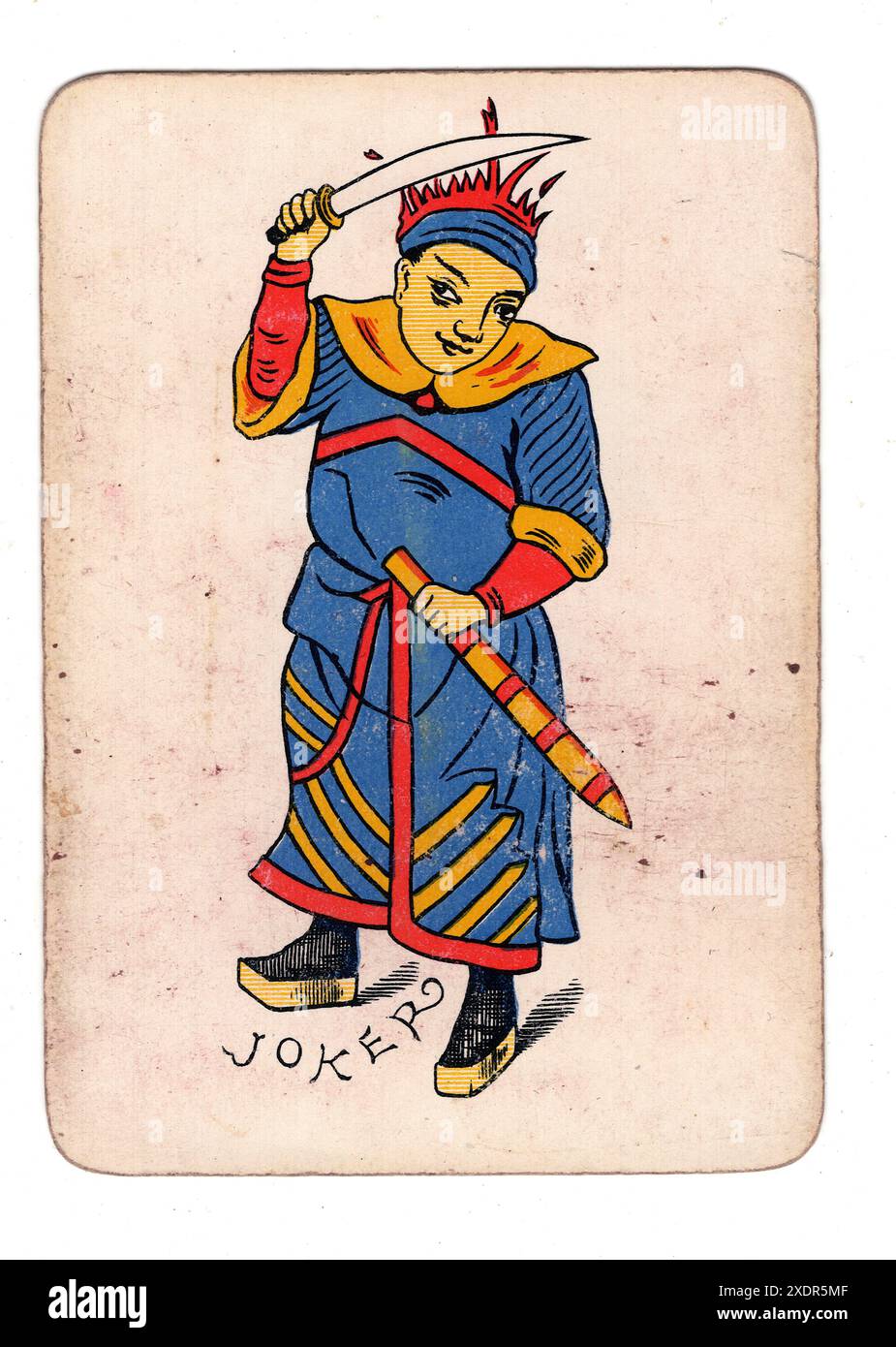 Antique Chinese style joker playing card from the ancient game Khanhoo ...