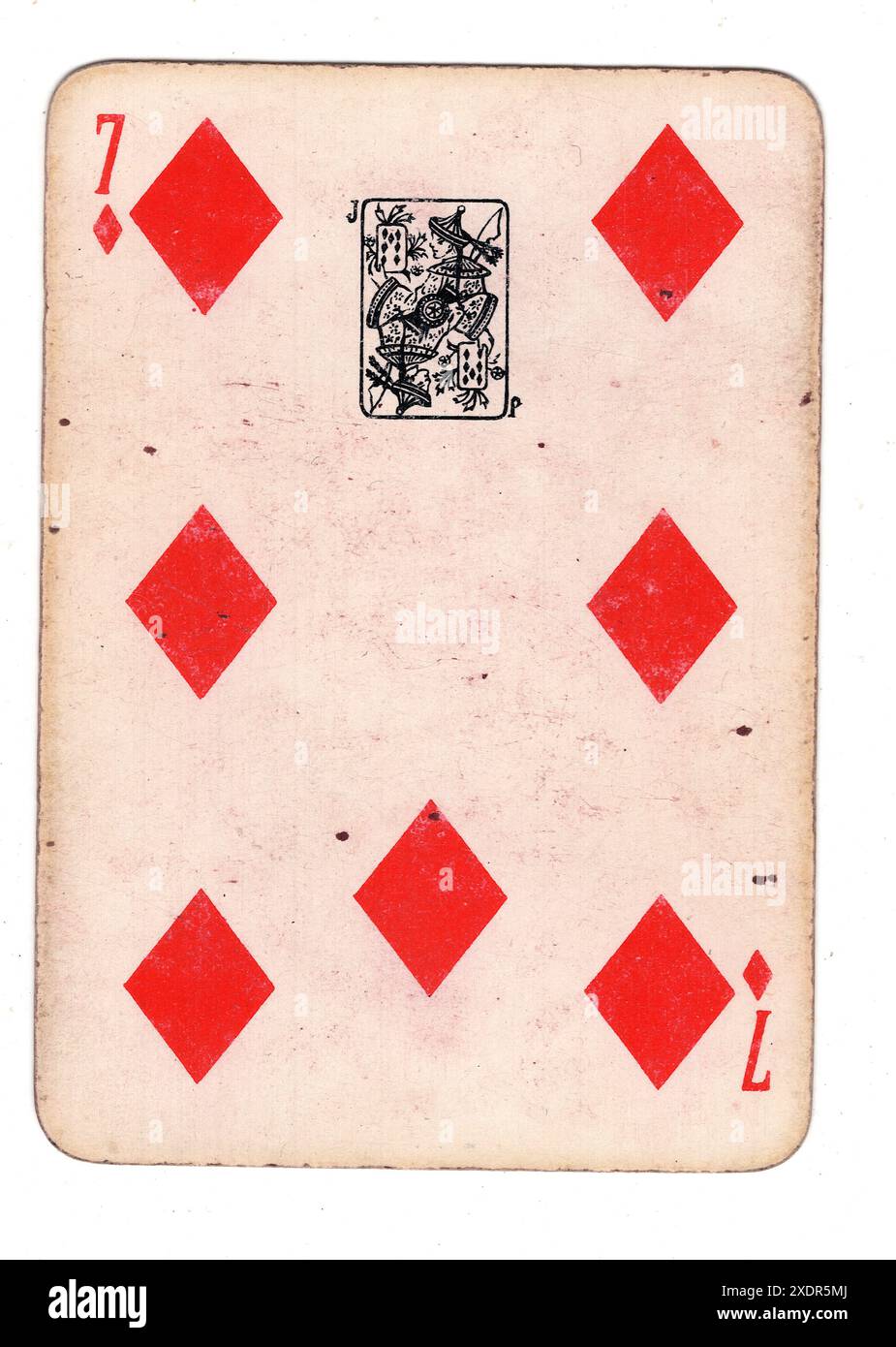 Antique Chinese style seven of diamonds playing card from the ancient ...