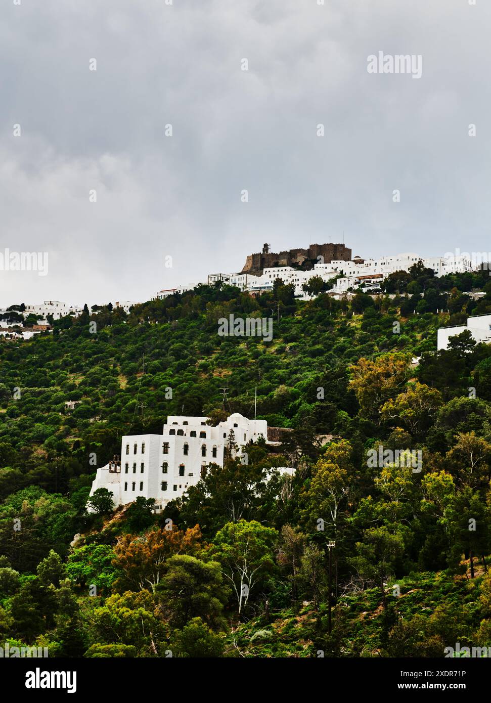 monastery of St. John the Theologian sitting on top of the hill on ...