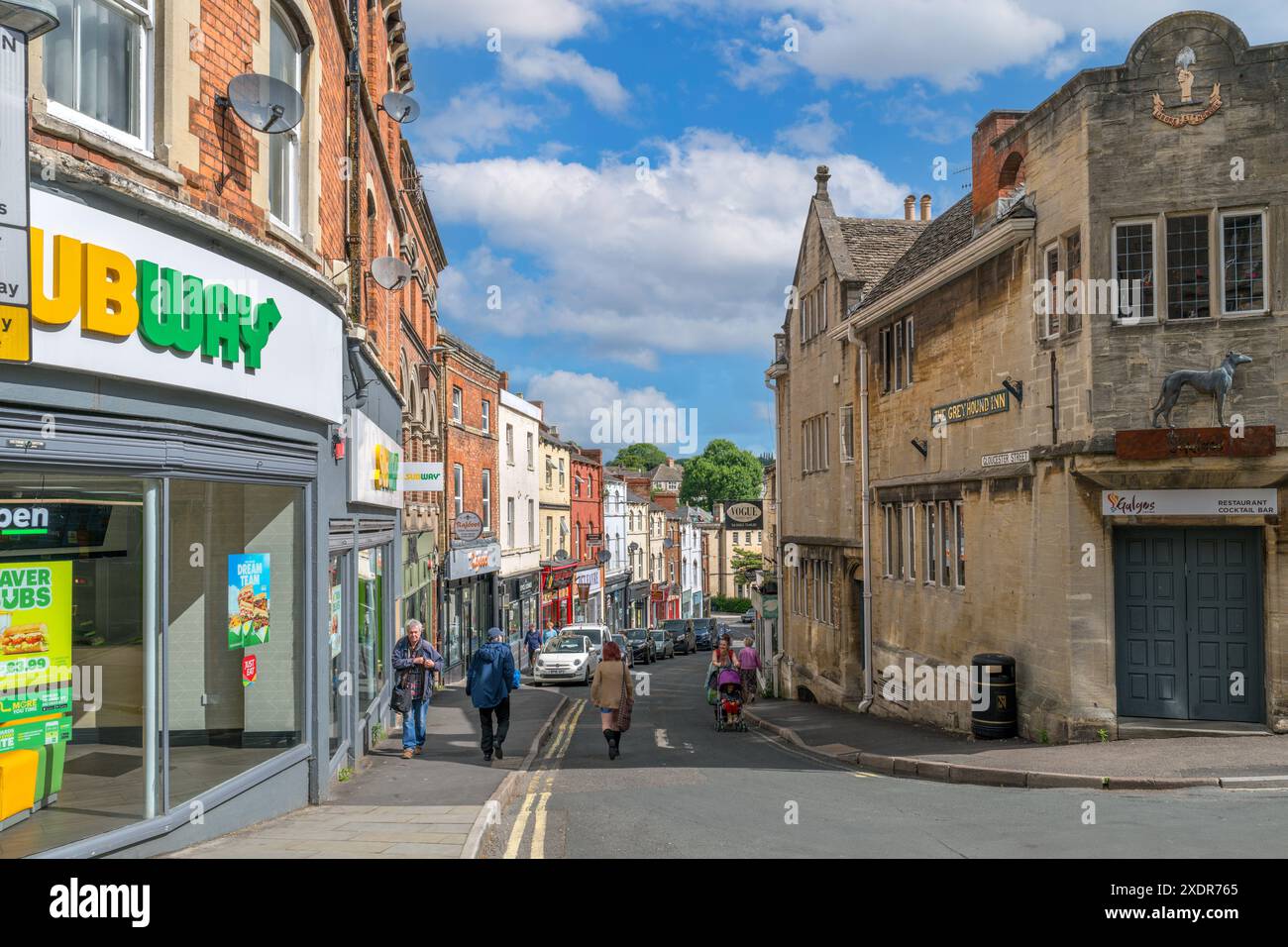 Shops on Gloucester Street in the town centre, Stroud, Gloucestershire ...
