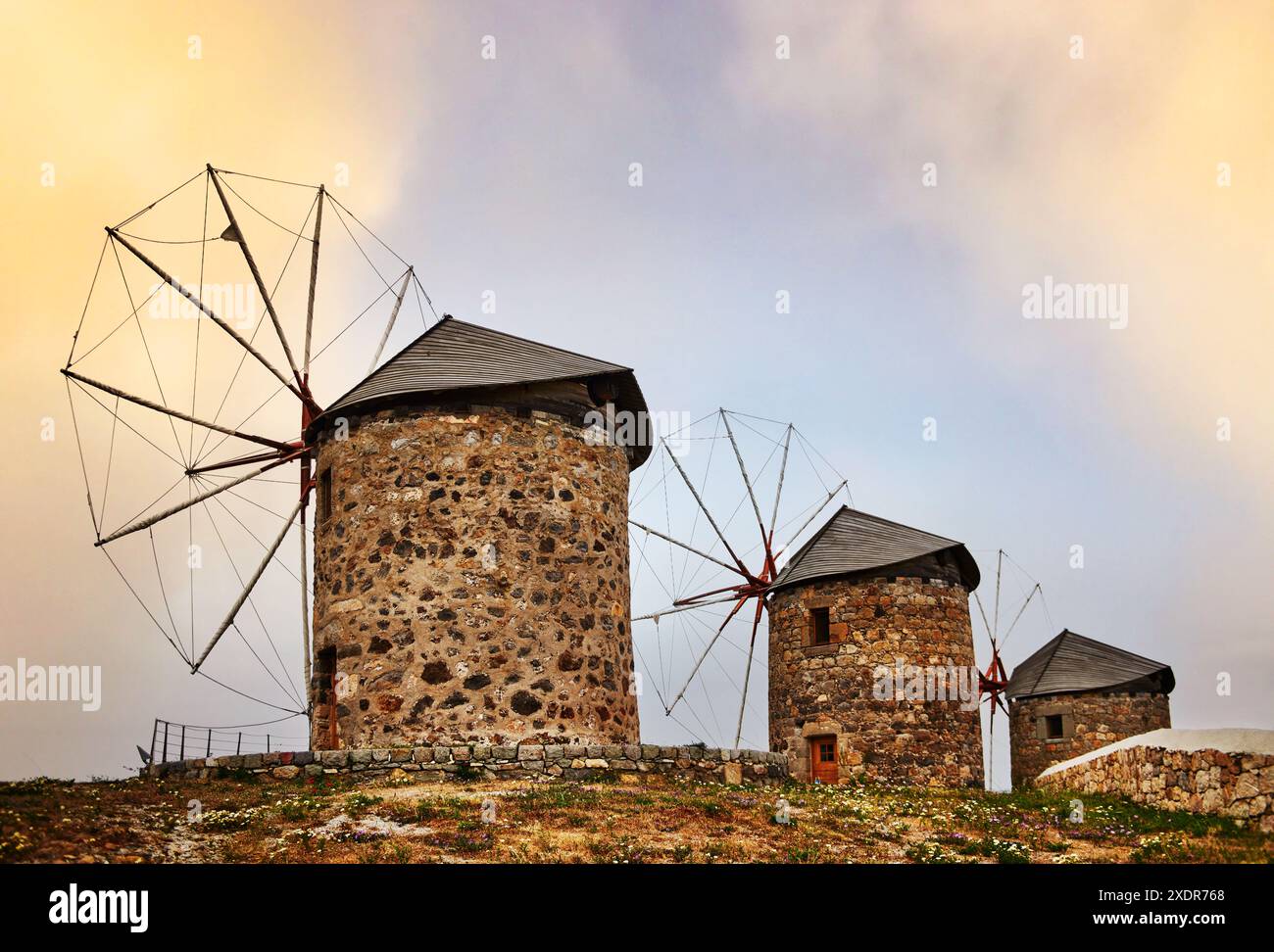 Windmills of Patmos, Chora, Patmos Island, Dodecanese, Greek Islands ...