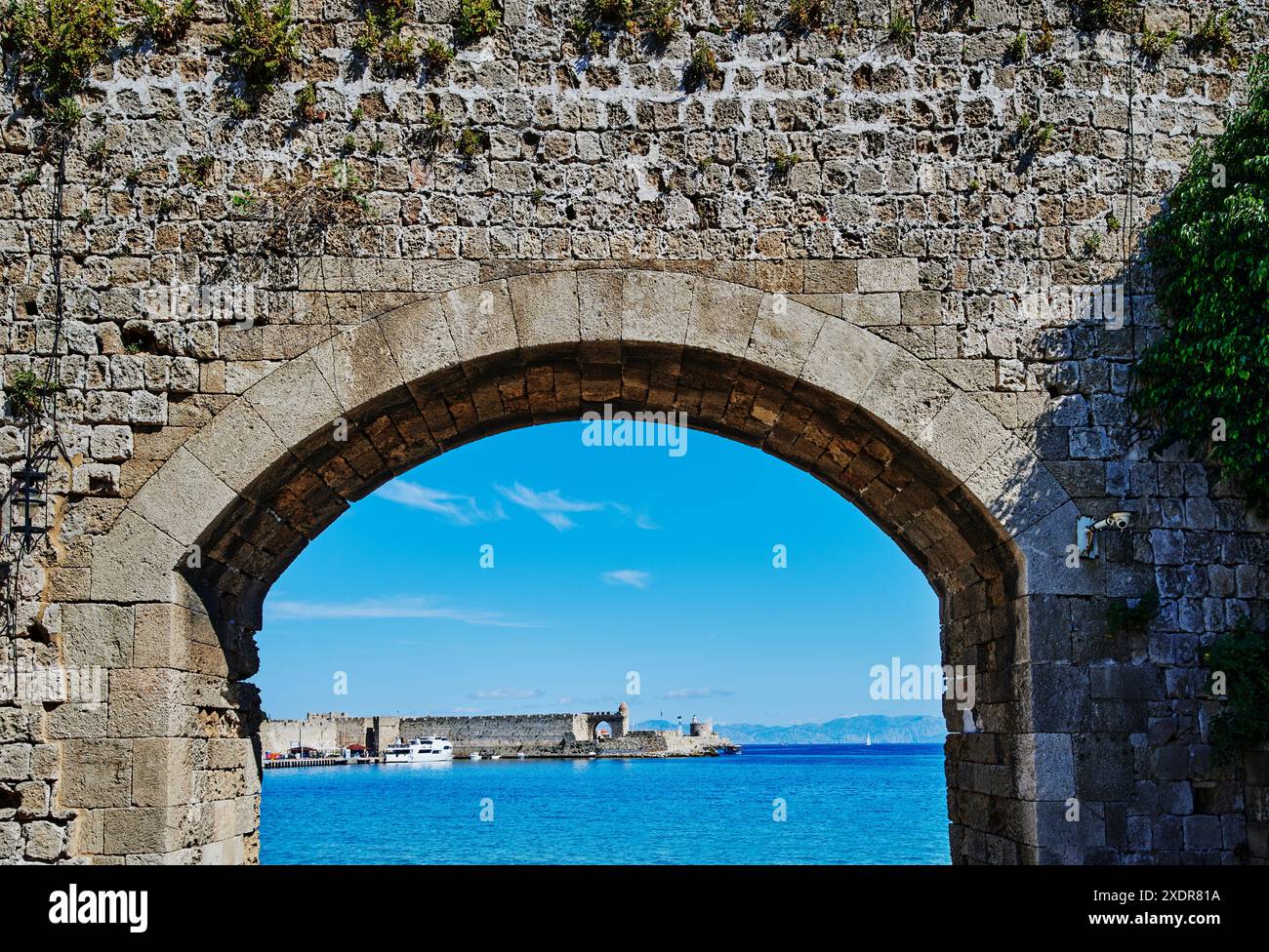 View of the peninsula as seen through the ancient walled city along the ...