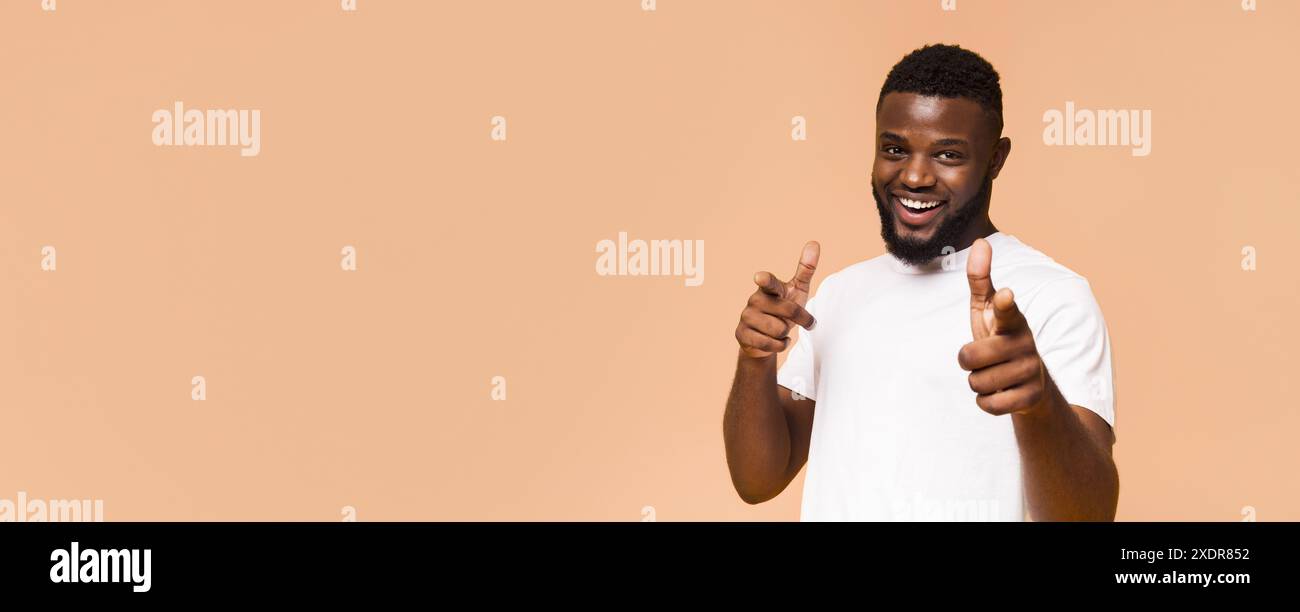 Happy African American Man Pointing At Camera Stock Photo - Alamy