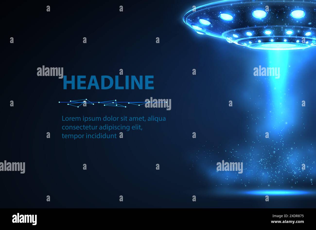 UFO hovering against a blue background. Galaxy exploration ...