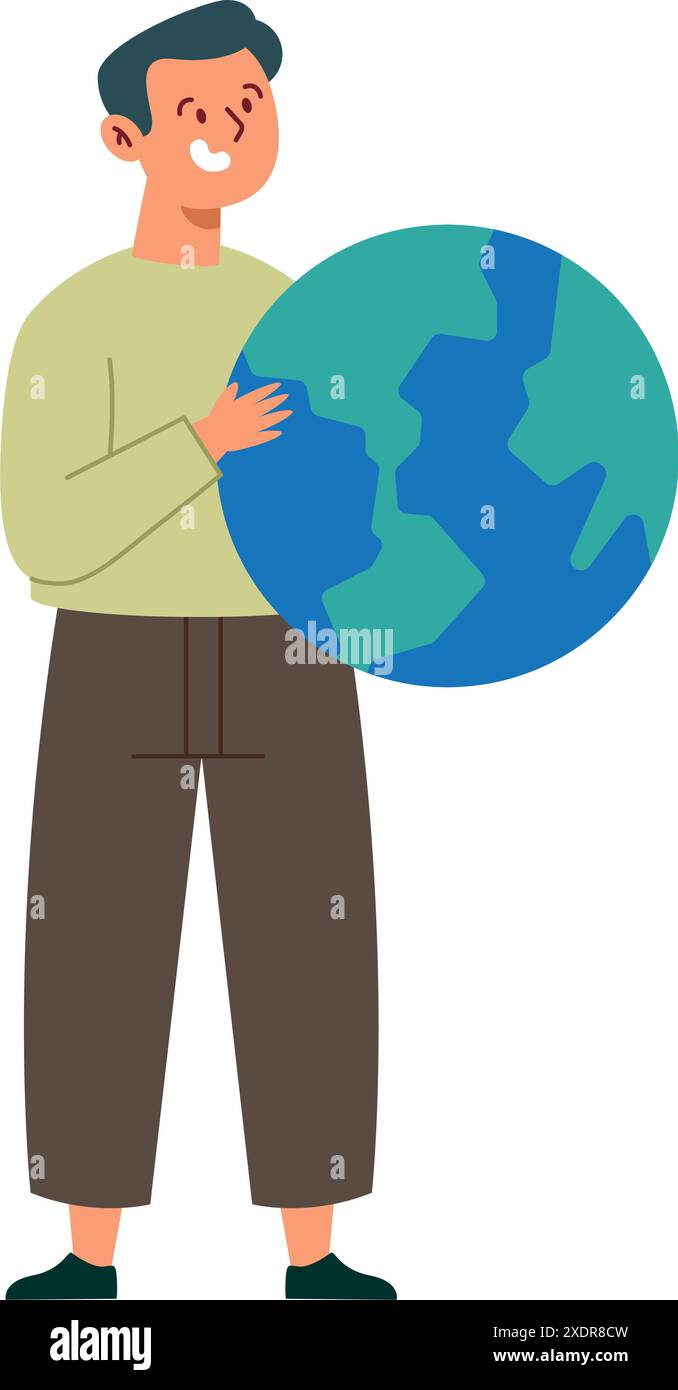 man holding globe map Stock Vector Image & Art - Alamy