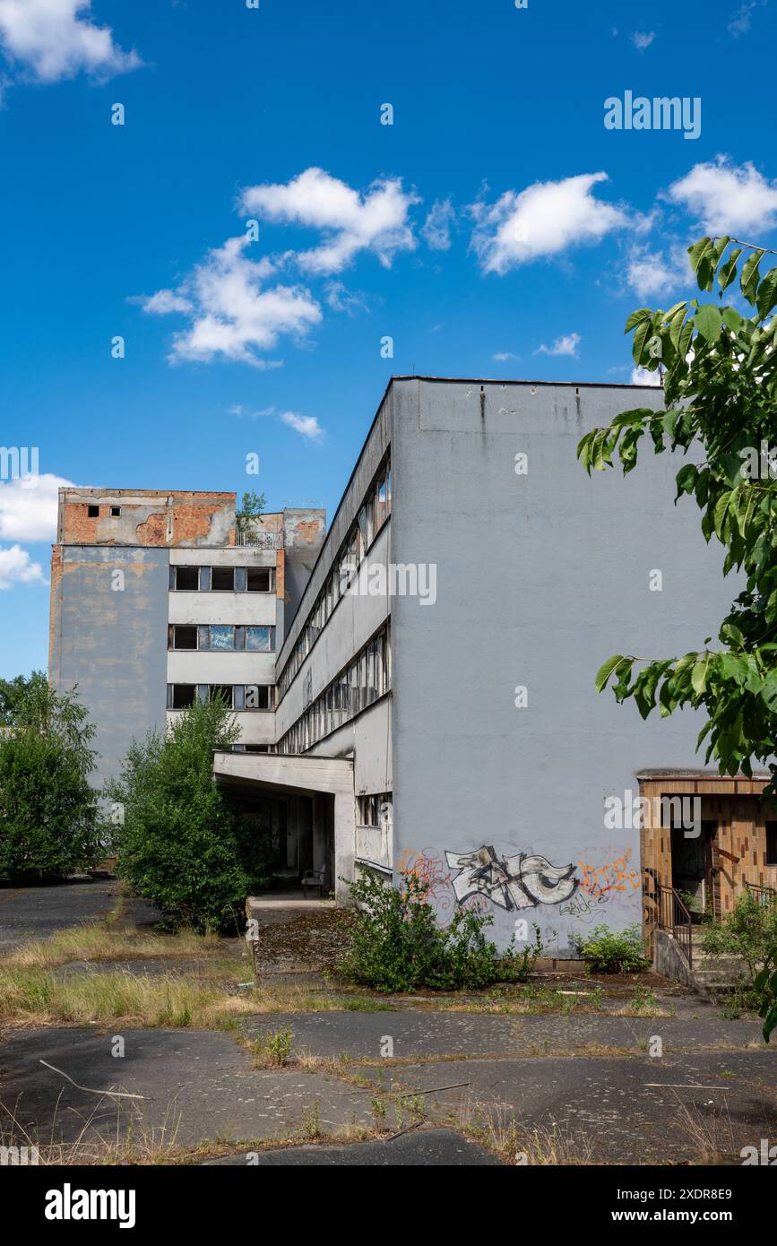Abandoned military reserve hospital in Jílové u Prahy, Czechia. Built ...