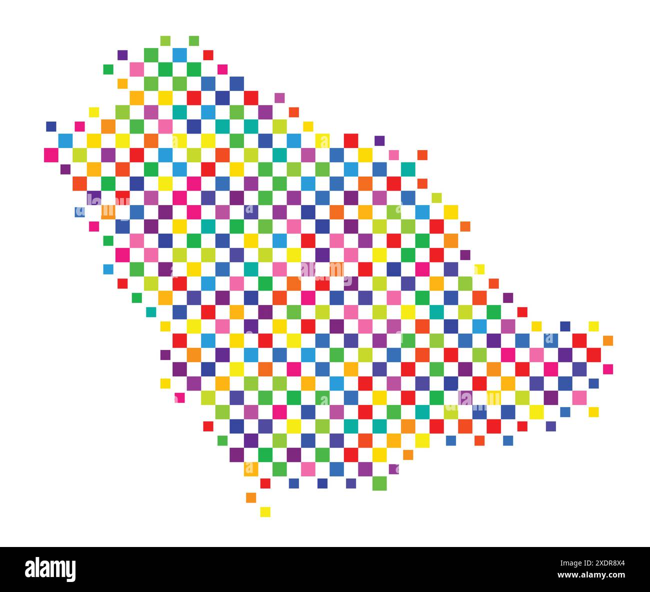 Abstract map of Saudi Arabia with a pattern of colorful squares like a ...
