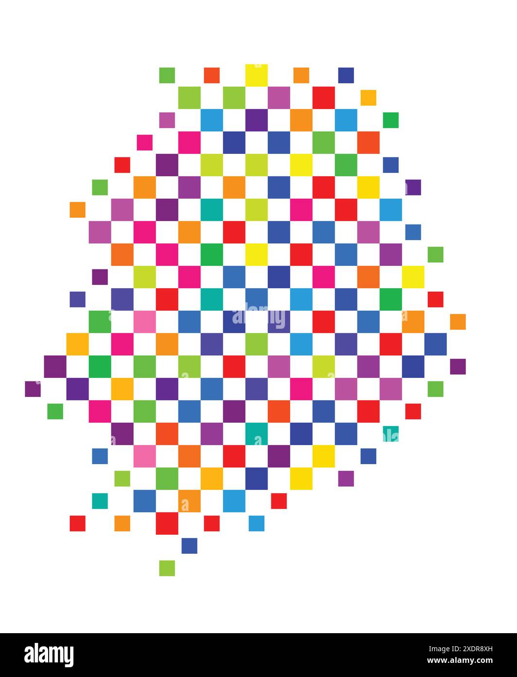 Abstract map of Niue with a pattern of colorful squares like a chess ...