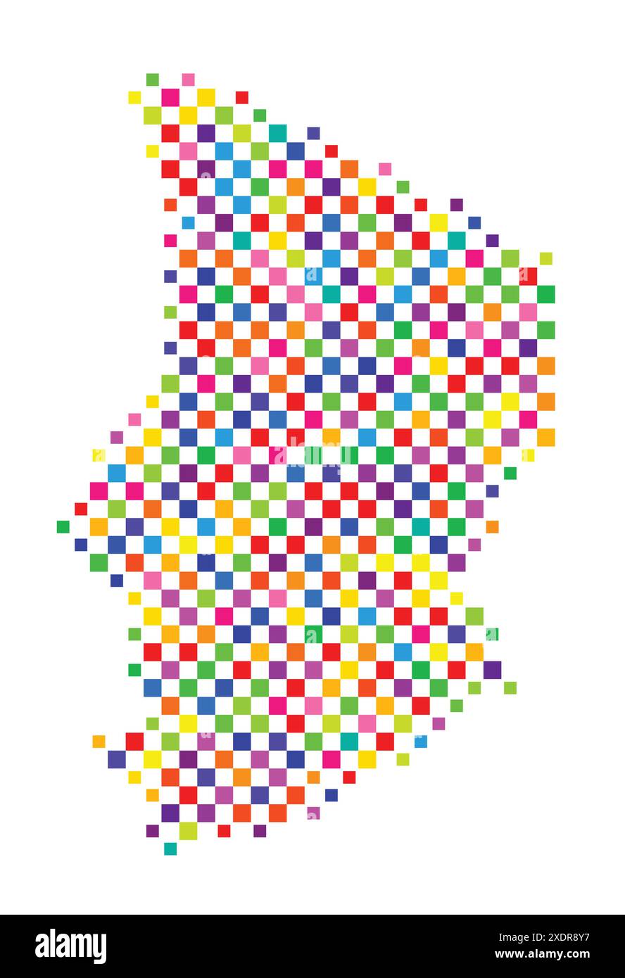 Abstract map of Chad with a pattern of colorful squares like a chess ...