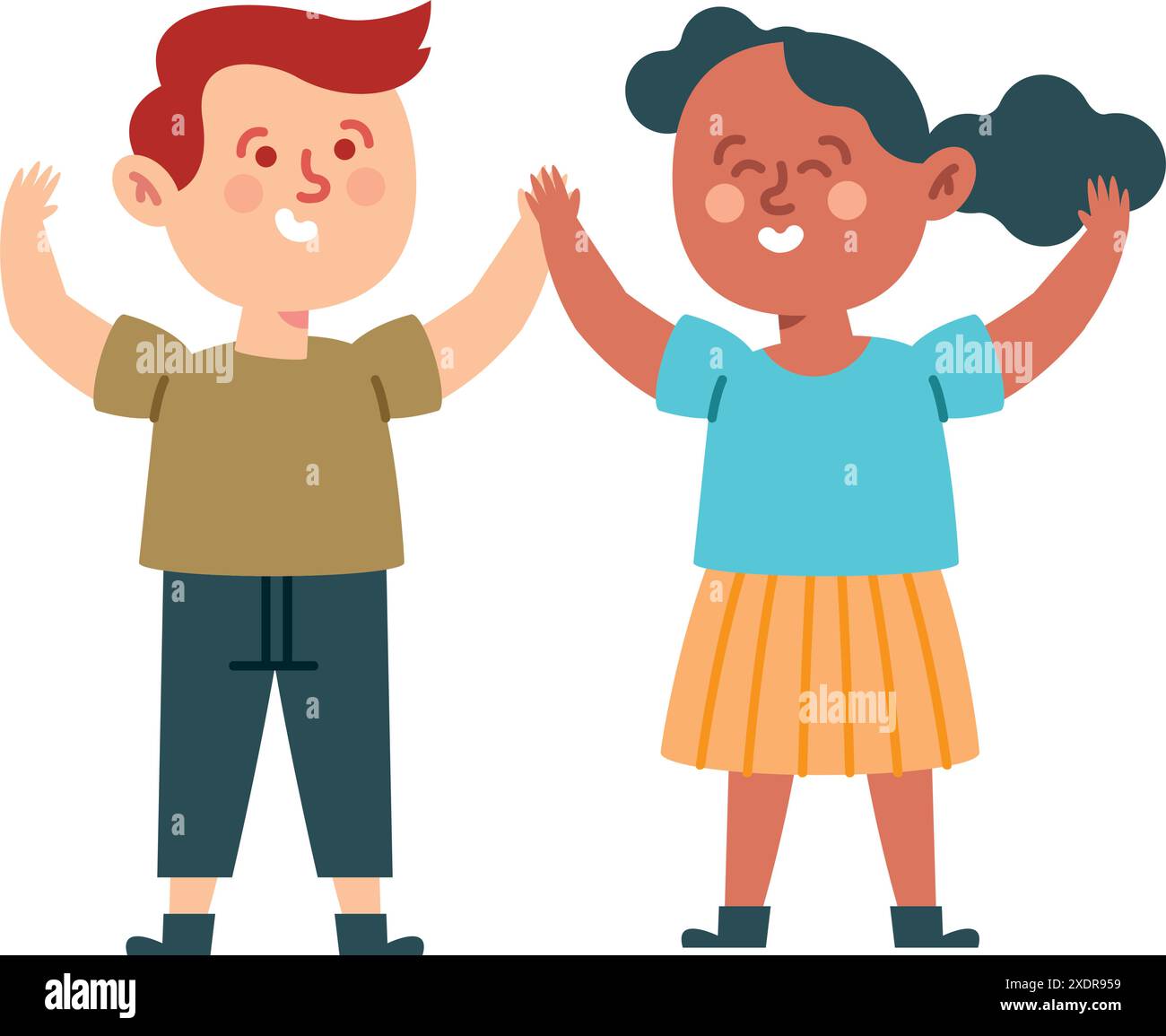 Two cute kids holding their hands cartoon Stock Vector Image & Art - Alamy