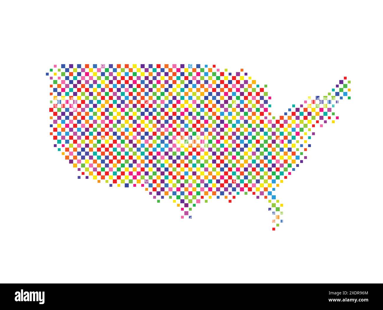 Abstract map of the United States of America with a pattern of colorful ...