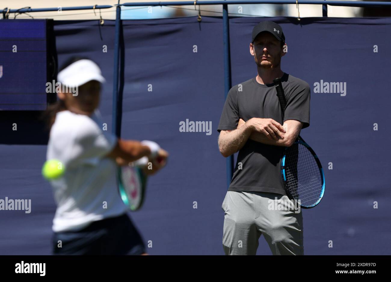 Coach Nick Cavaday of Emma Raducanu on day three of the Rothesay ...