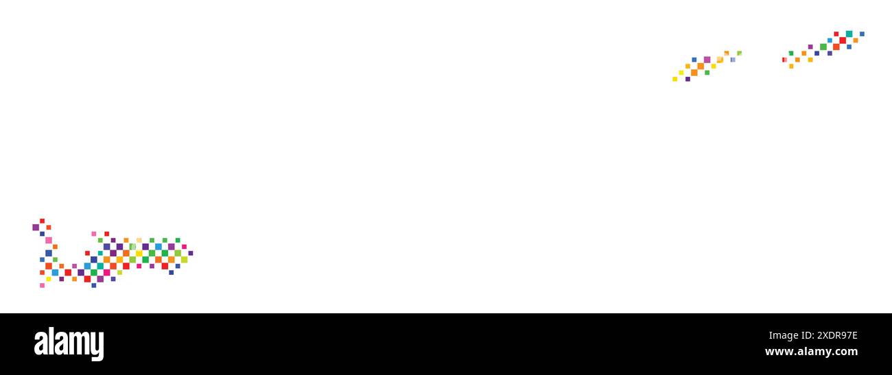 Abstract map of the Cayman Islands with a pattern of colorful squares ...