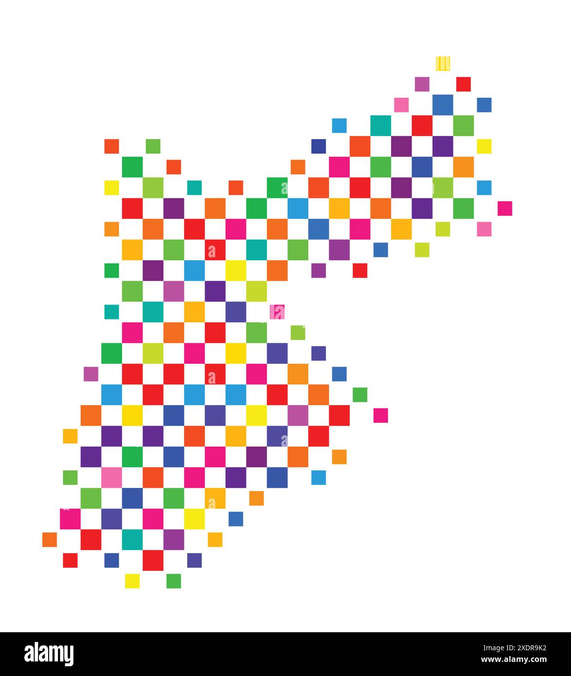 Abstract map of Jordan with a pattern of colorful squares like a chess ...