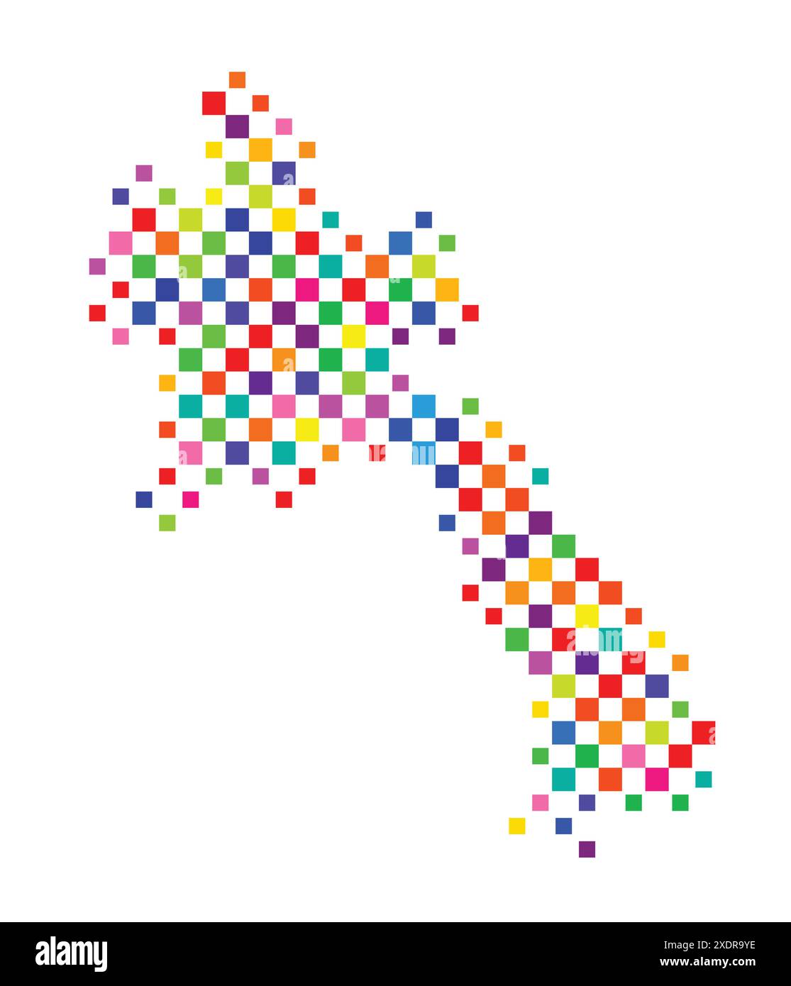 Abstract map of the Laos with a pattern of colorful squares like a ...